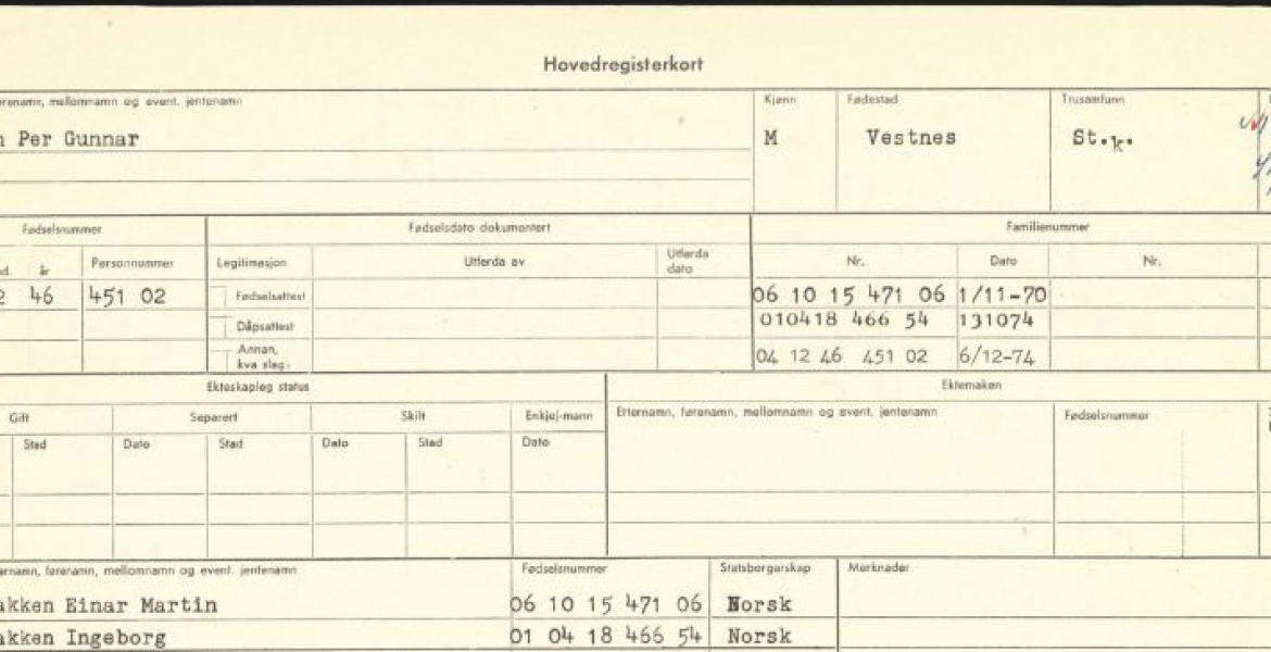 Folkeregisterarkivene | Slekt og Data